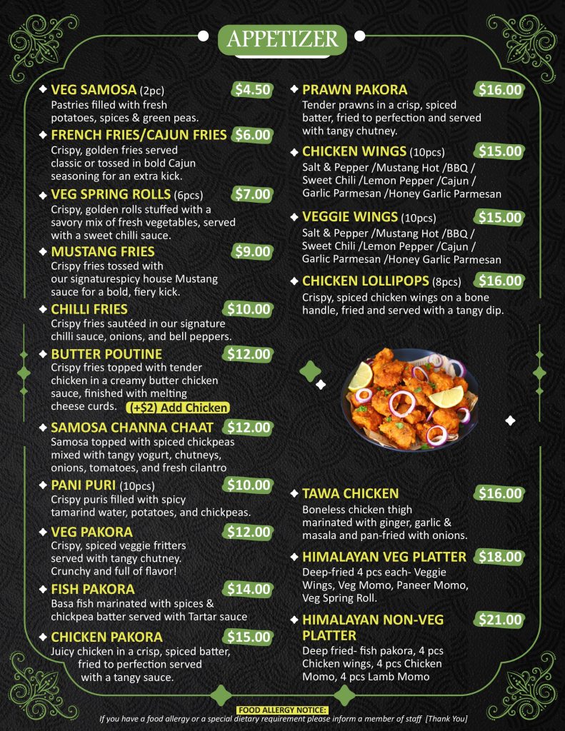 Menu – Taste of Nepal